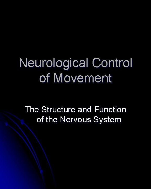 Neurological Control of Movement The Structure and Function