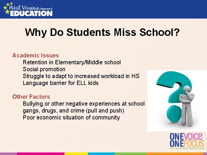 Interventions to Increase Attendance Why Focus on Attendance