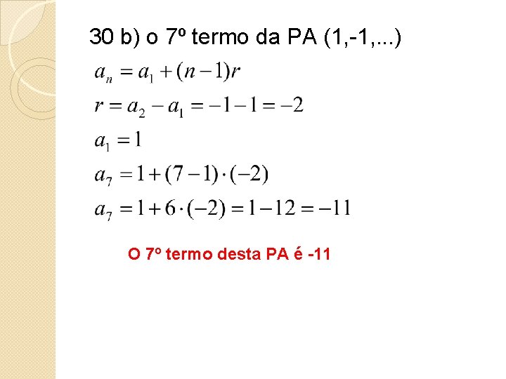 EXERCCIOS 30 a o 20 termo da PA
