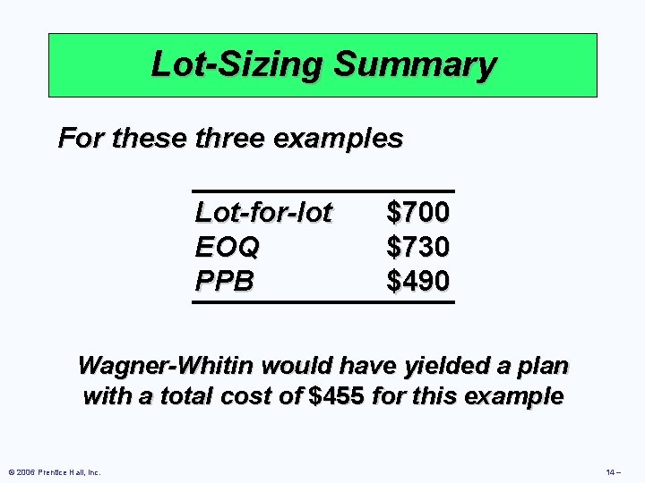 Operations Management Chapter 14 Material Requirements Planning MRP