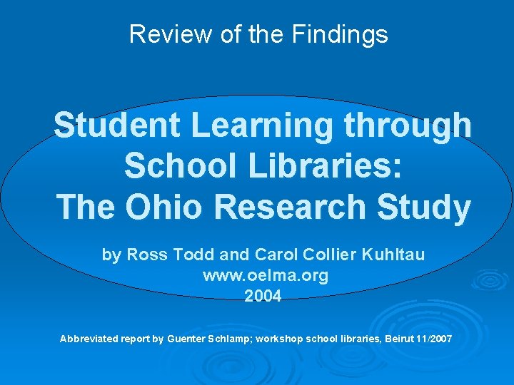 Review of the Findings Student Learning through School