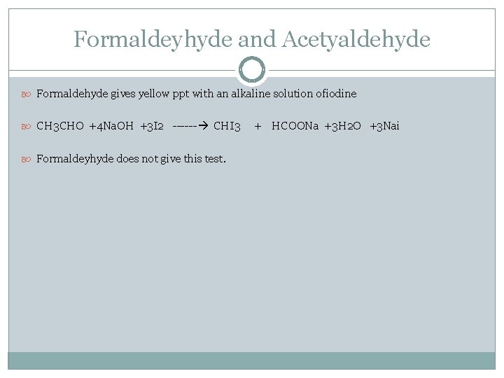 DISTINGUISHING TEST BETWEEN ORGANIC COMPOUNDS METHANOL AND ETHANOL