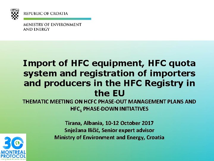 Import of HFC equipment HFC quota system and