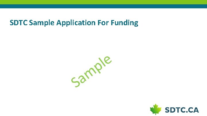 SDTC Sample Application For Funding S m a