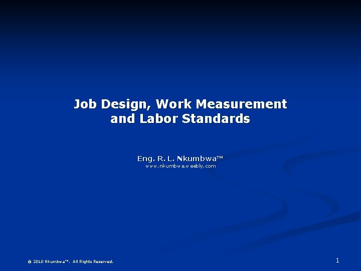 Job Design Work Measurement and Labor Standards Eng