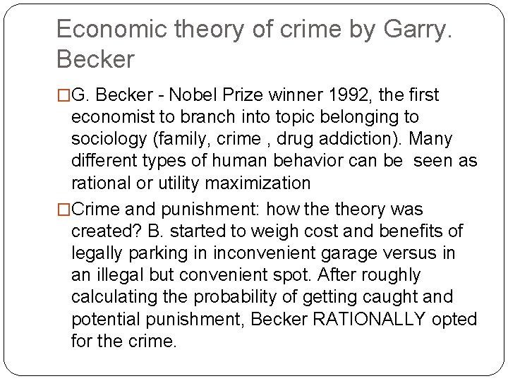 Basic concepts and techniques Lecture 2 Economic models