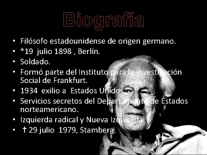 Herbert Marcuse ndice Biografa Contexto histrico y cultural