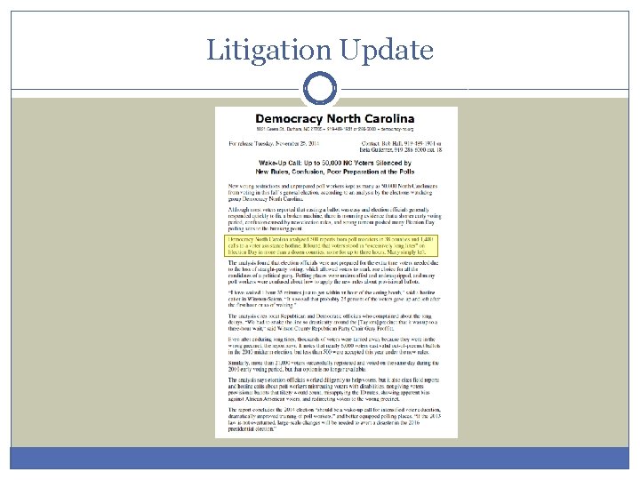 Litigation Update BRIAN LIVECCHI SPECIAL COUNSEL Litigation Update