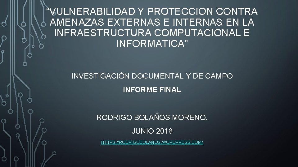 VULNERABILIDAD Y PROTECCION CONTRA AMENAZAS EXTERNAS E INTERNAS