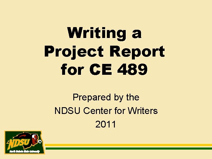 Writing a Project Report for CE 489 Prepared