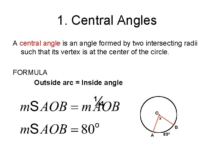 Formulas for Angles in Circles Formed by Radii