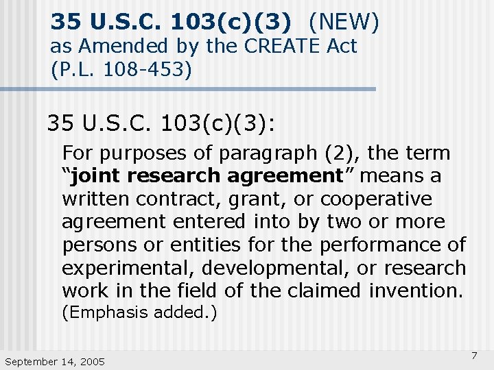 35 U S C 103c as Amended by