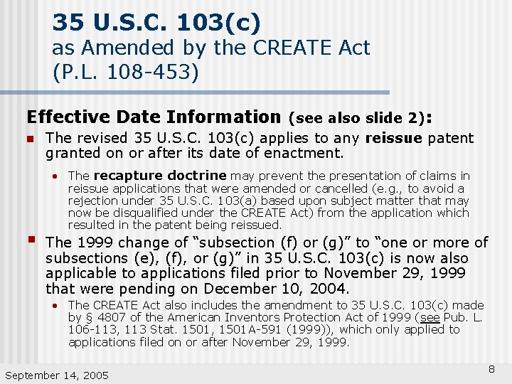 35 U S C 103c as Amended by