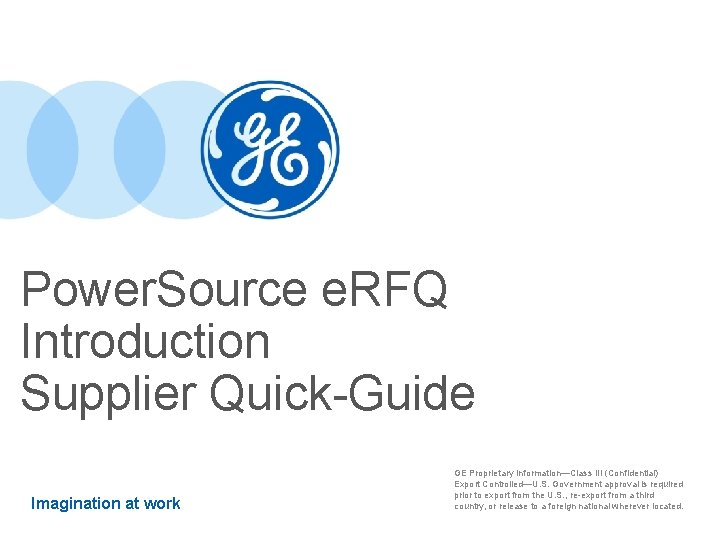 Power Source e RFQ Introduction Supplier QuickGuide Imagination