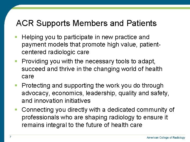 ACR Overview Bill Herrington MD FACR Chair Commission