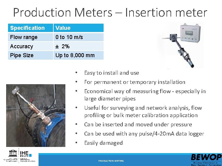 Water Meter Management PRODUCTION DMA AND DOMESTIC METERS