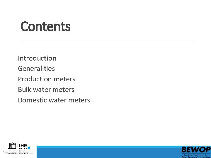 Water Meter Management PRODUCTION DMA AND DOMESTIC METERS
