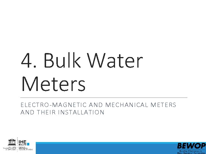 Water Meter Management PRODUCTION DMA AND DOMESTIC METERS