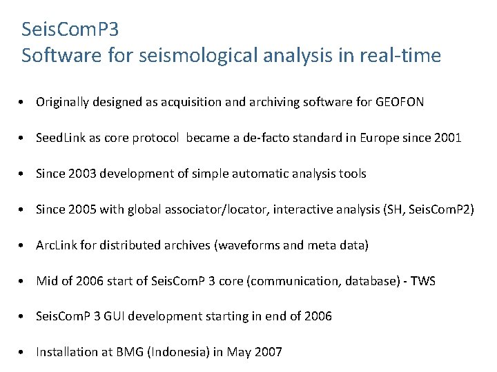 Seis Com P 3 Software for seismological analysis