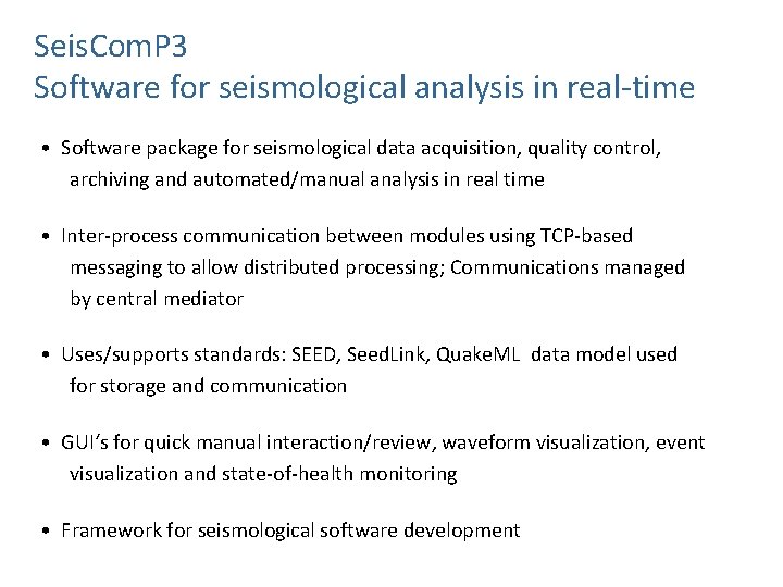 Seis Com P 3 Software for seismological analysis