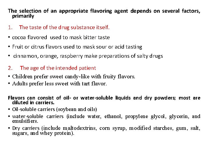 Dosage Form Design PHARMACEUTICAL INGREDIENTS AND EXCIPIENTS DEFINITIONS
