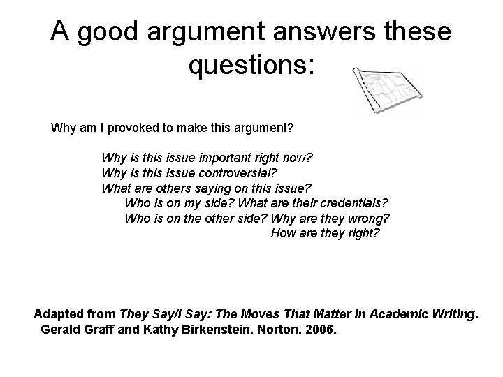 A good argument answers these questions Why am
