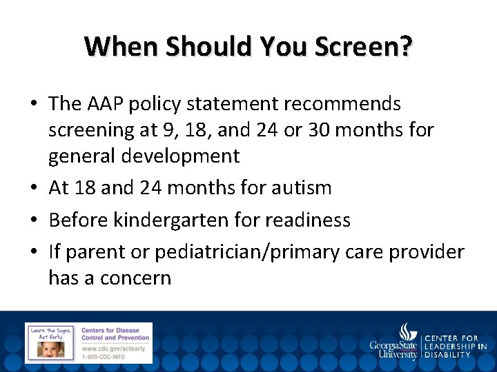 First steps in identifying children with neurodevelopmental disabilities