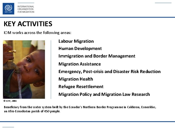 IOM AT A GLANCE Corporate Briefer IOM AT