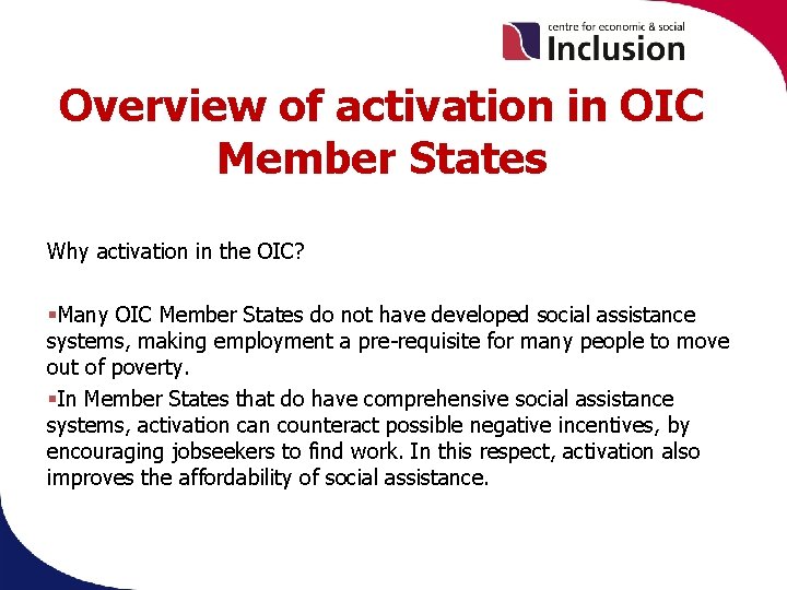 Activation Programmes Policies in OIC Member States Chris