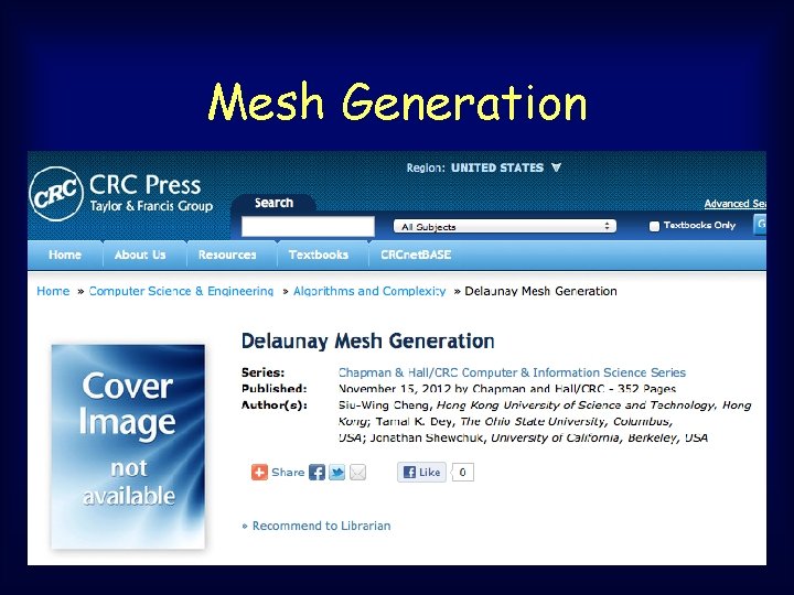 Surface Reconstruction and Mesh Generation Nina Amenta University
