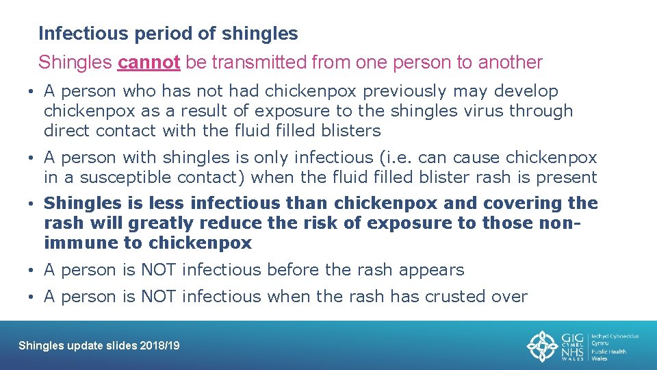 Shingles An update for 2018 19 Vaccine Preventable