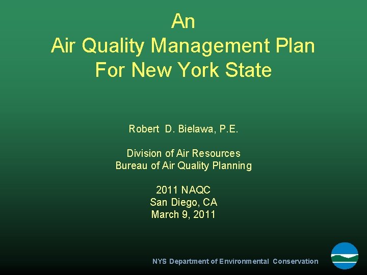 An Air Quality Management Plan For New York