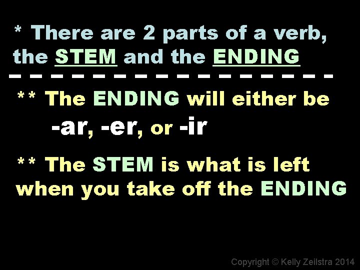 ER and IR Verbs NOTES Copyright Kelly Zeilstra