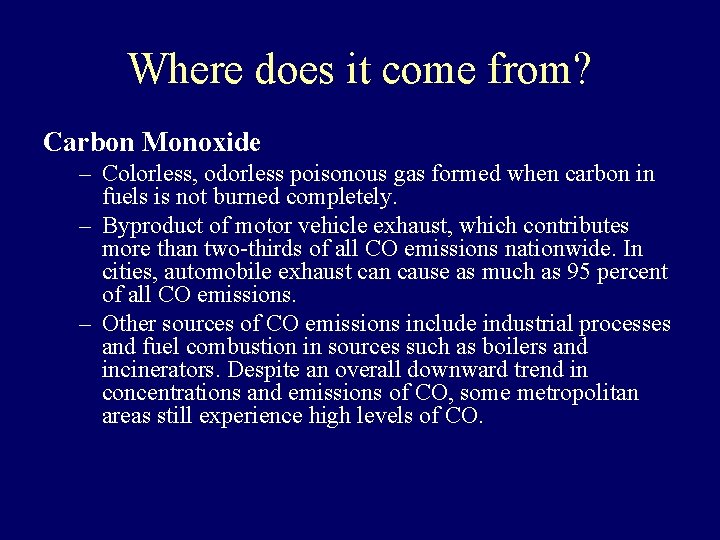 Developing the NAAQS National ambient air quality standards