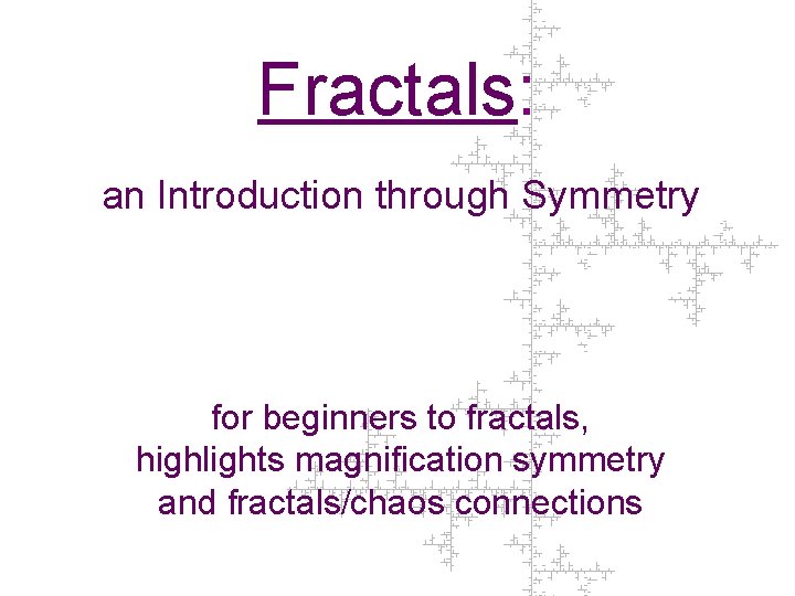 Fractals an Introduction through Symmetry for beginners to