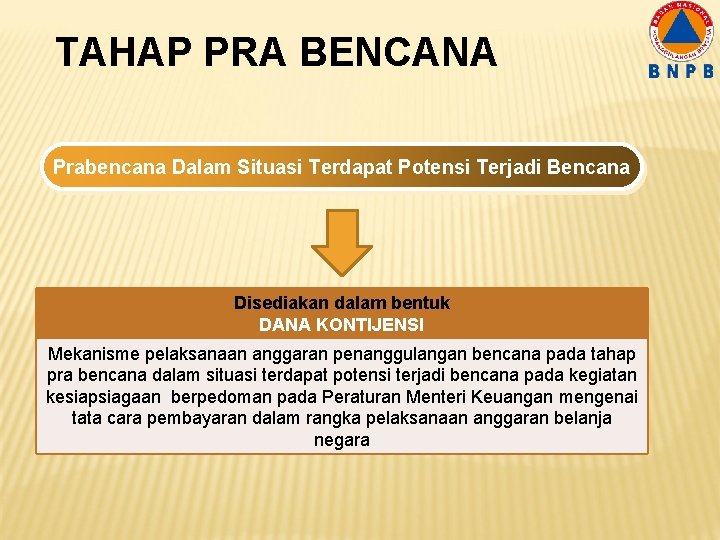 MEKANISME PELAKSANAAN ANGGARAN PENANGGULANGAN BENCANA SUMBER DANA DARI