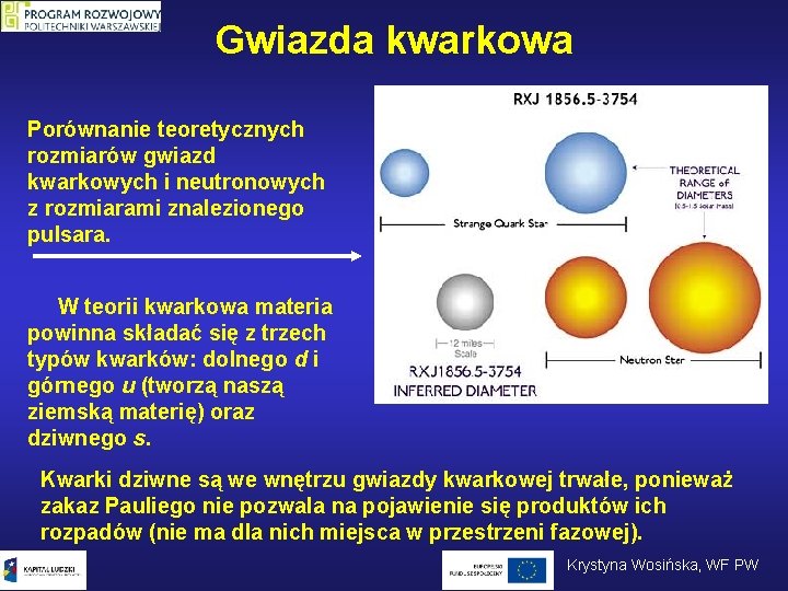 Ewolucja Wszechwiata Wykad 10 Gwiazdy neutronowe Krystyna Wosiska