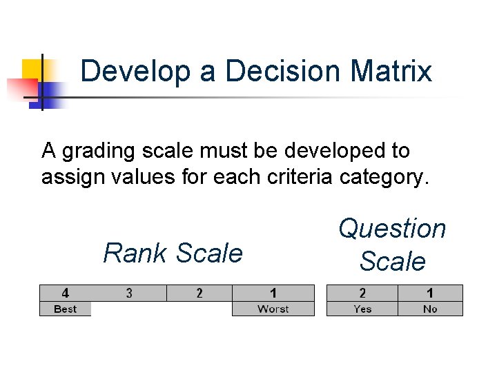 Decision Making Matrix Forging new generations of engineers