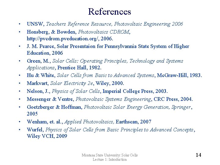 EE 580 Solar Cell Basics for Teachers Dr