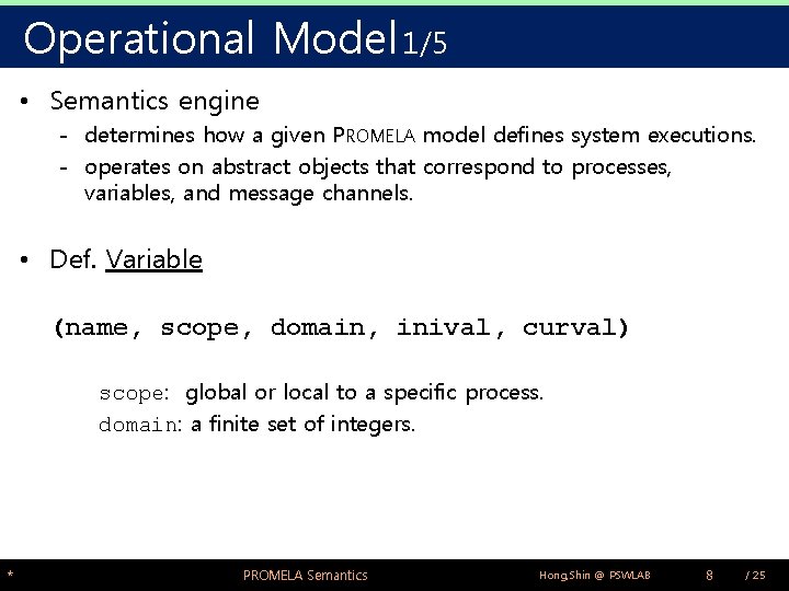 PROMELA Semantics from THE SPIN MODEL CHECKER by