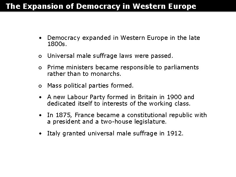 Chapter 11 Mass Society and Democracy Lesson 1