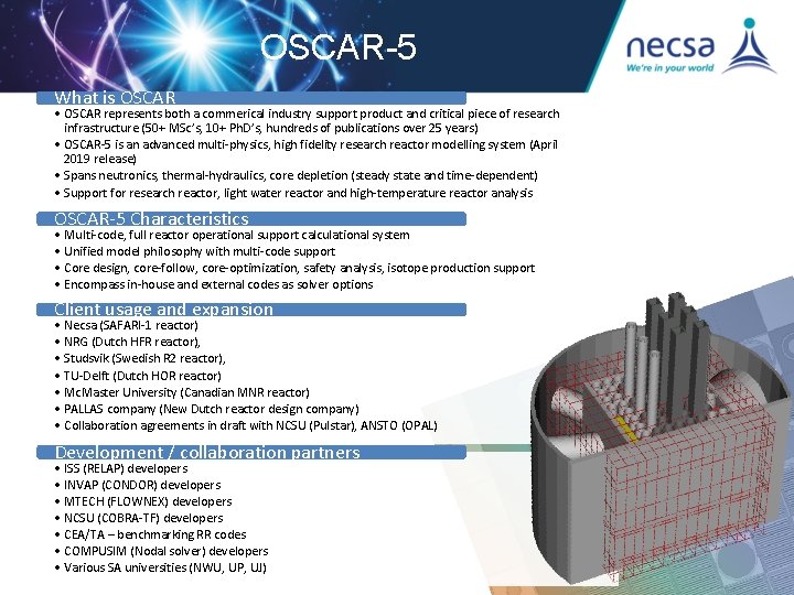Reactor simulation and design The Necsa OSCAR5 system