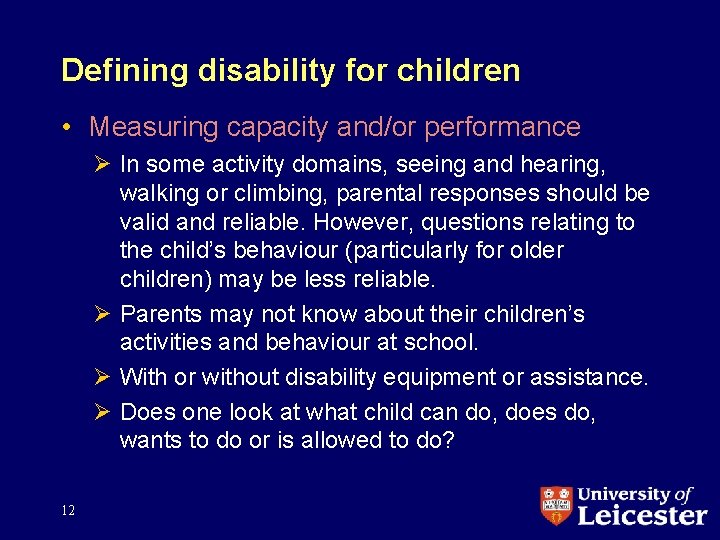 Challenges in identifying and measuring disability among children