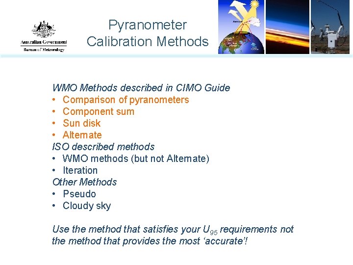 Solar Radiation Measurement Bruce W Forgan WMO RAV