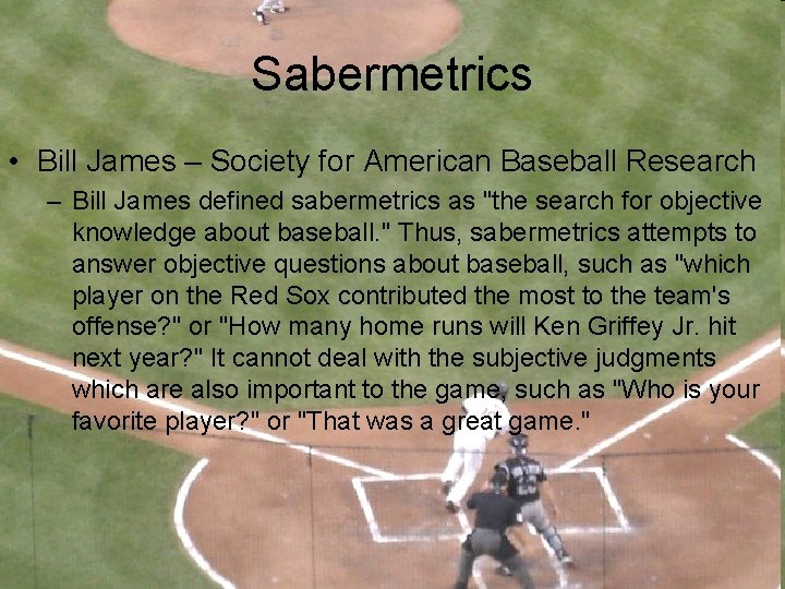 Baseball Statistics Joseph Mark October 6 2009 History