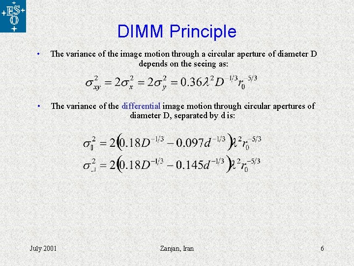 Measuring Seeing The Differential Image Motion Monitor DIMM