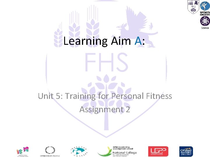 Learning Aim A Unit 5 Training for Personal