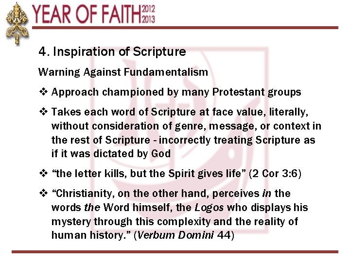 The Word of God Interpreting Scripture and Tradition