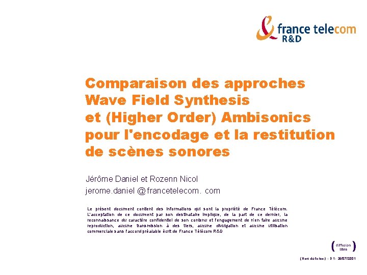 Comparaison des approches Wave Field Synthesis et Higher