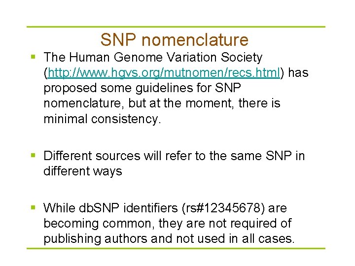 I 519 Introduction to Bioinformatics 2012 Genome Variations